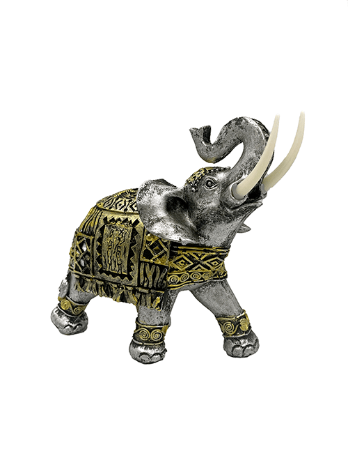 Elefante Gris con Montura Dorada – La Casa Mágica